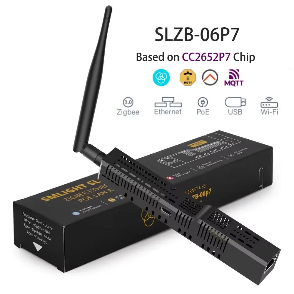 SMLIGHT SLZB-06/M/P7 шлюз-координатор Zigbee 3.0 с Ethernet, USB и WiFi, с PoE, совместим с Zigbee2MQTT, Home Assistant, ZHA-SLZB-06p7