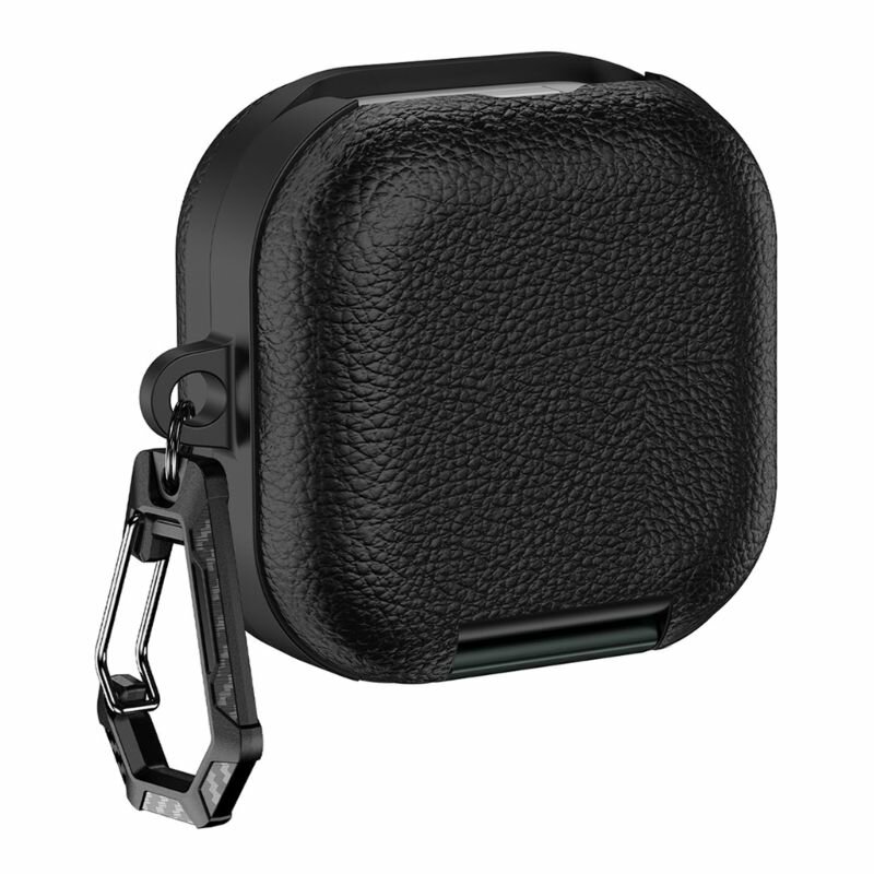 (1 шт.) Кожаный чехол-подставка для Samsung Buds4 / Buds4 Pro, хаки с черным