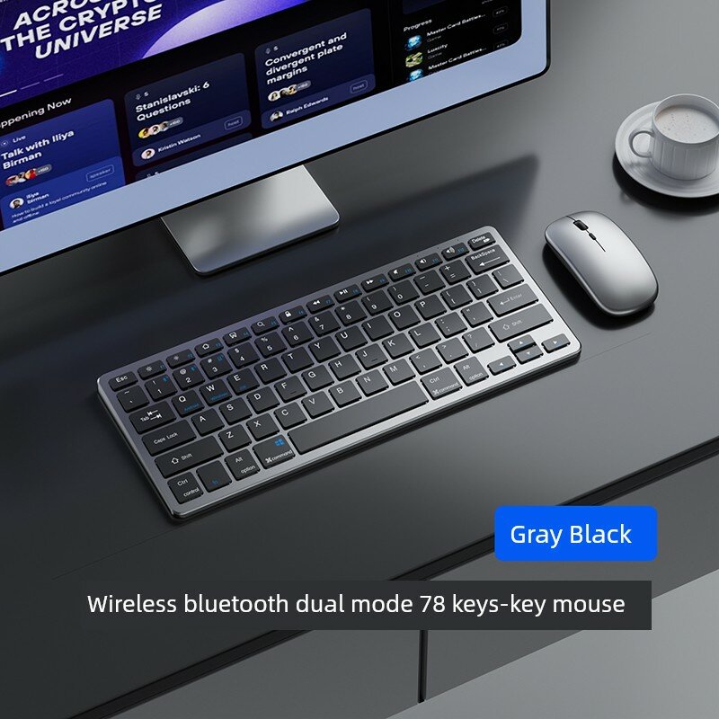 Беспроводной Bluetooth клавиатурно-мышиный комплект с металлическим покрытием, тихими клавишами, универсальной