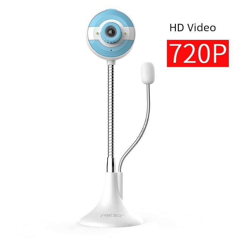 Вебкамера 720P HD с встроенным микрофоном, бело-голубая для ПК/ноутбука, четкий голос для конференций