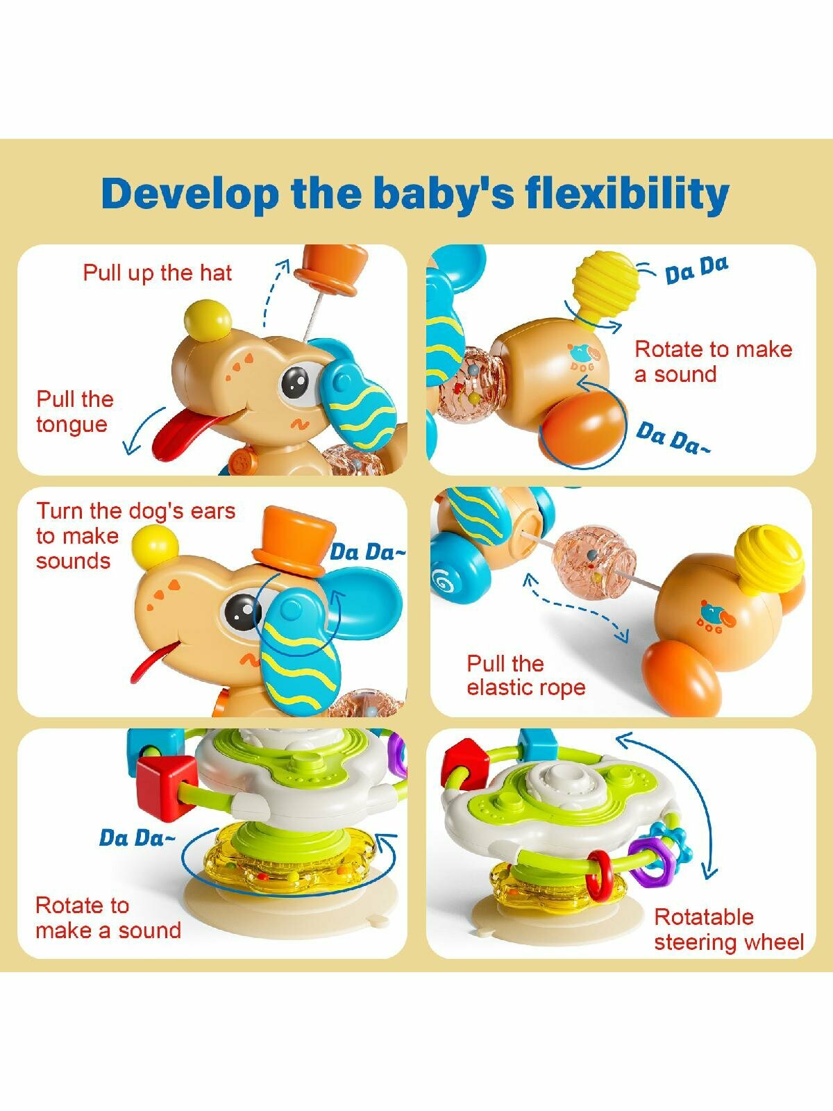 Вращающаяся игрушка с прочной присоской для детей 1-3 лет, развивает мелкую моторику во время еды