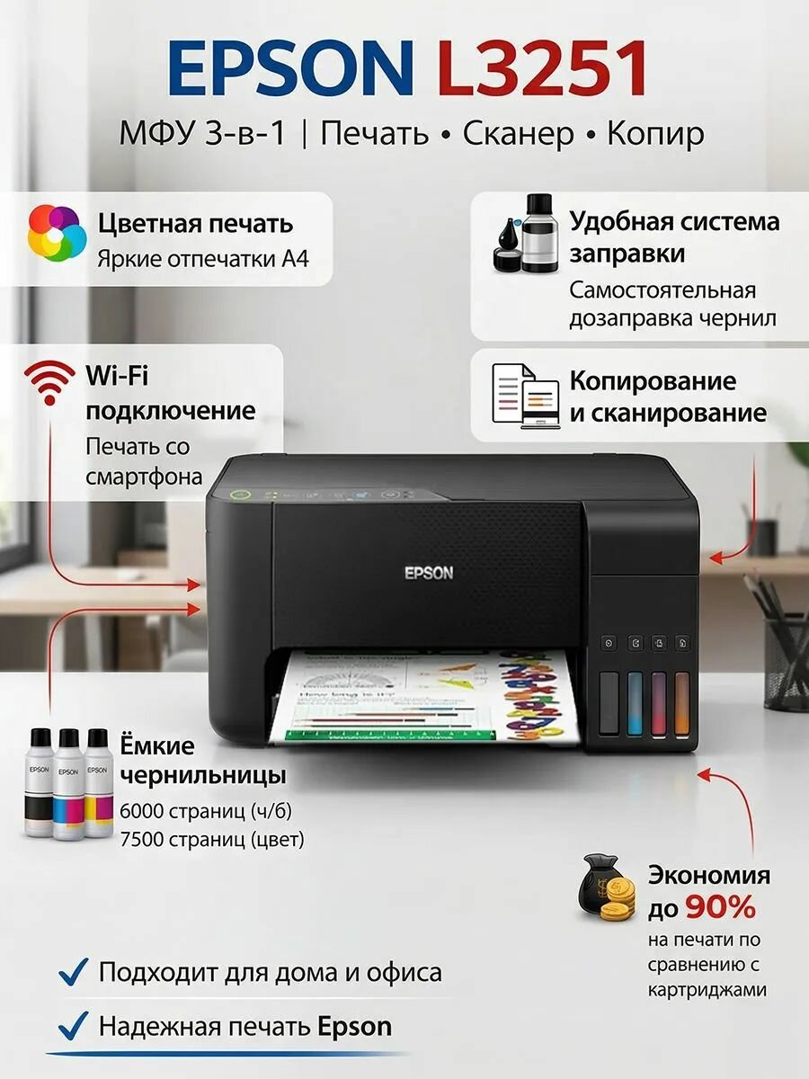 Epson МФУ Струйное Epson L3253/3255