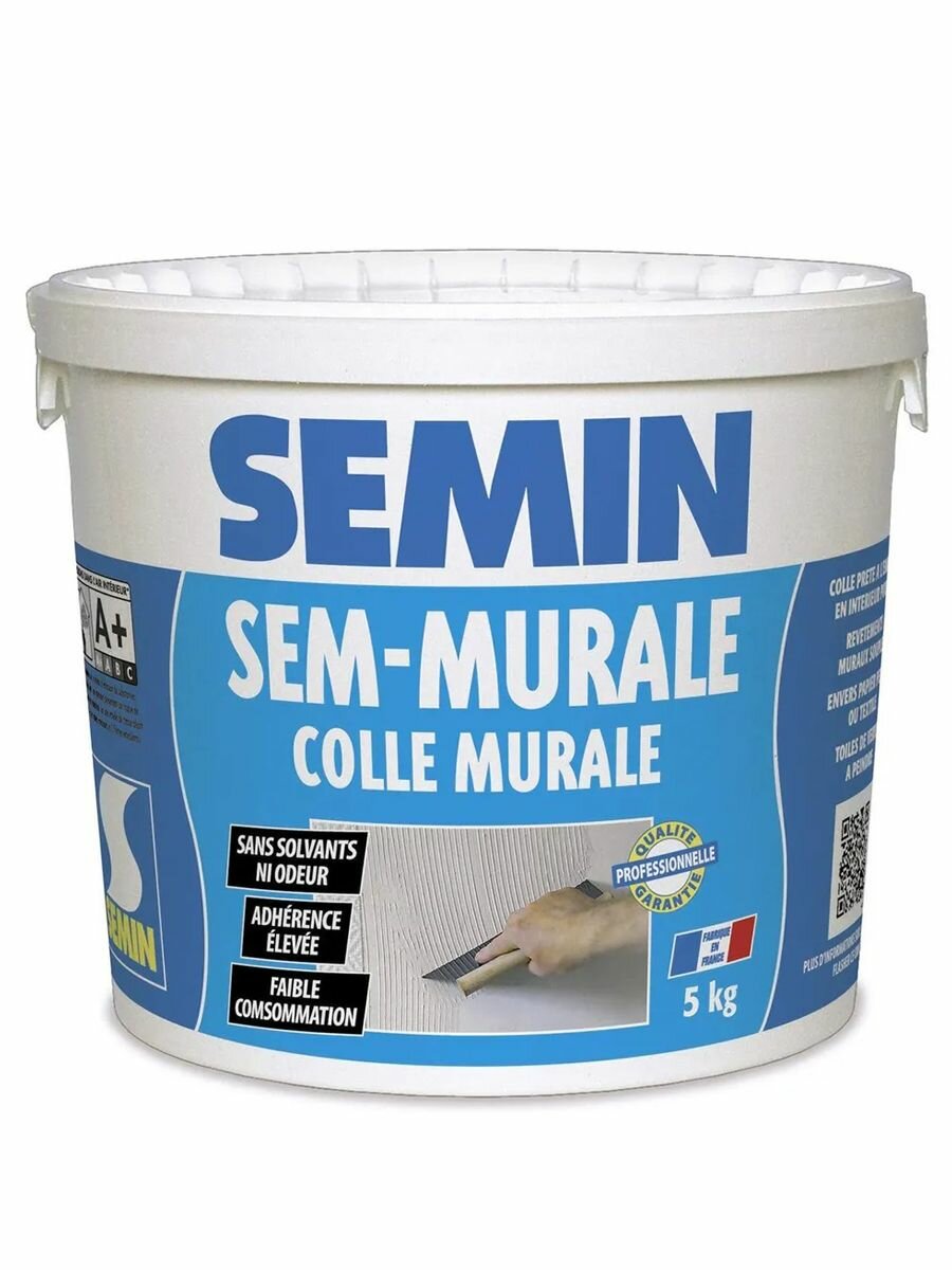 Готовый универсальный клей Semin Sem Murale (Сем-мюраль), 5 кг, для всех типов обоев и декоративных покрытий