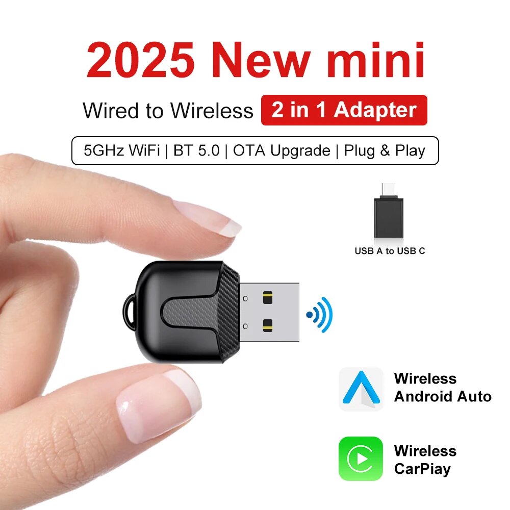 Беспроводной адаптер 2-в-1 CarPlay/Android Auto, Цвет: 2 IN 12