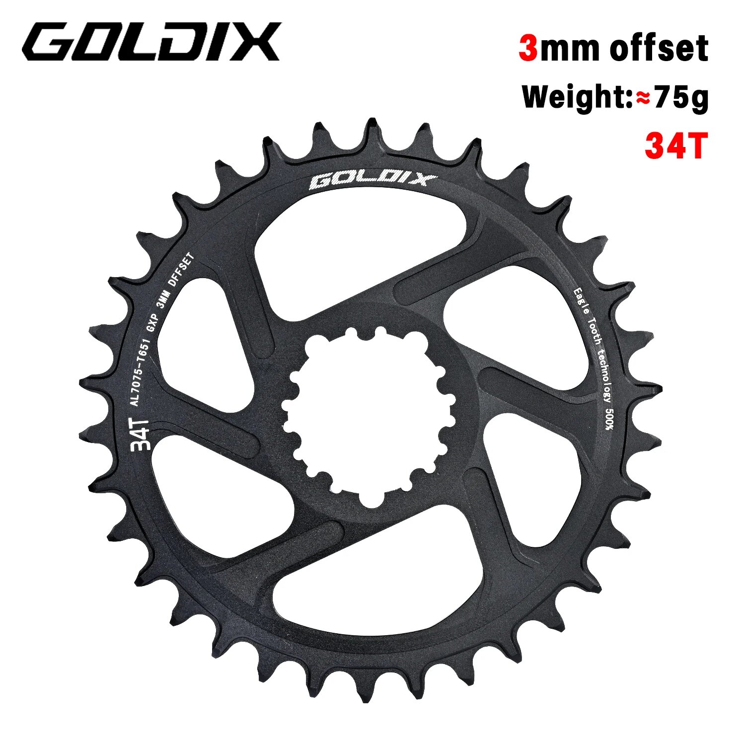 GOLDIX Звездочка велосипедная 34T, 3mm offset
