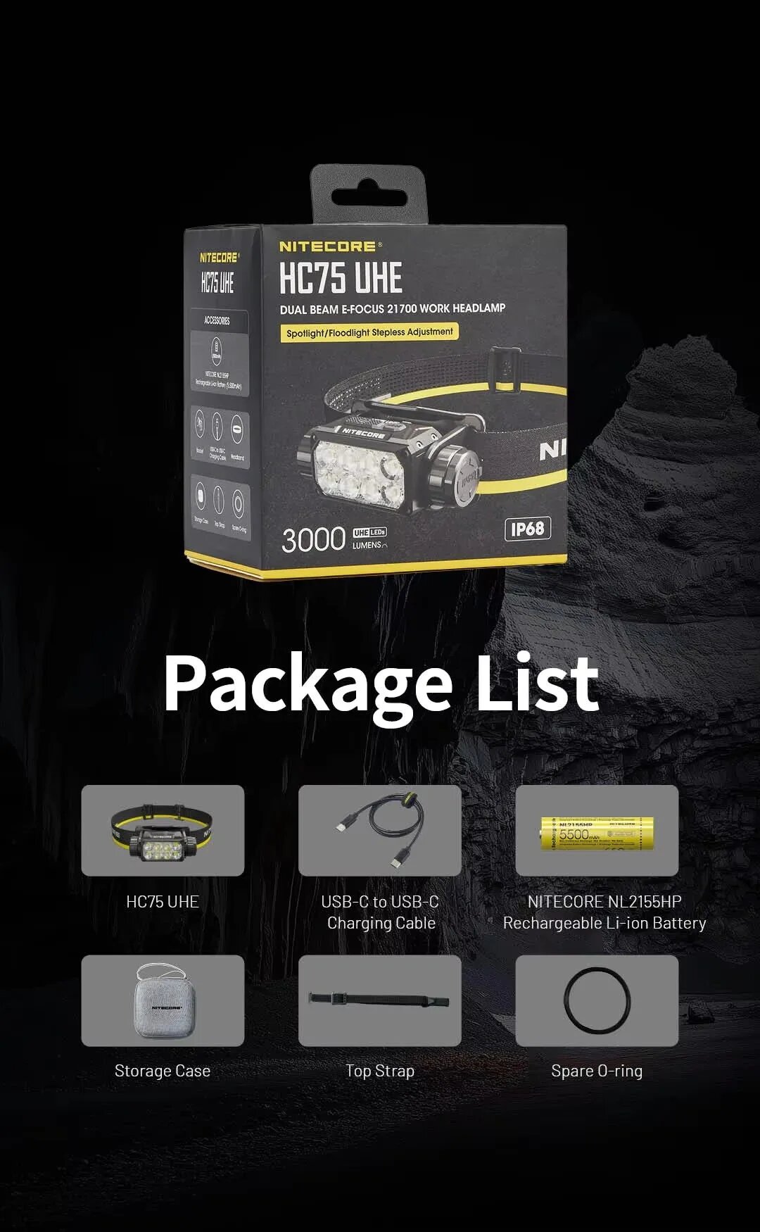 NITECORE HC75 UHE налобный фонарь 3000 люмен