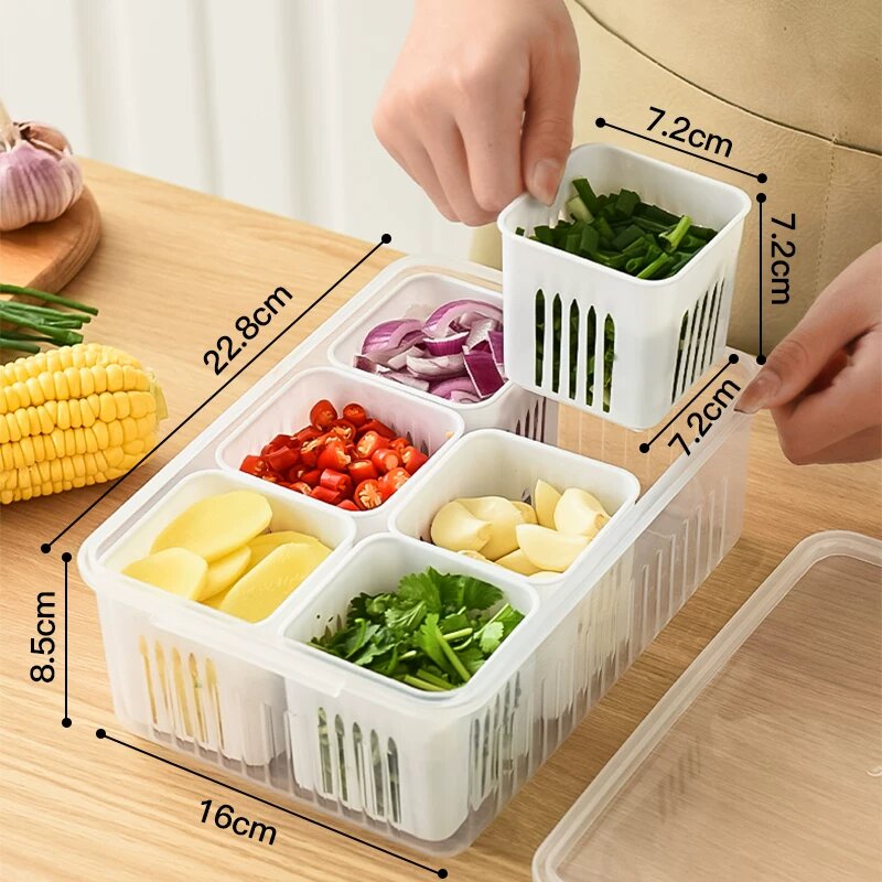 Еженедельный контейнер для хранения продуктов на кухне с отделениями для хранения лука, имбиря и чеснока; контейнер для