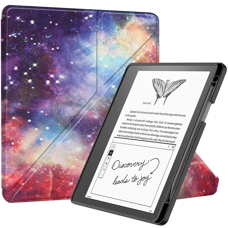 Чехол защитный для Kindle Scribe 2022 с защитным стеклом, узор «Галактика»