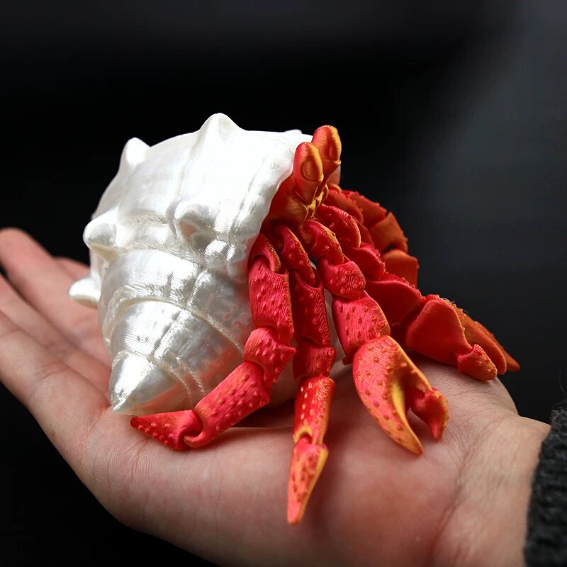Реалистичная игрушка-креветка-скитальца, напечатанная на 3D-принтере, со съемным корпусом и подвижными суставами,