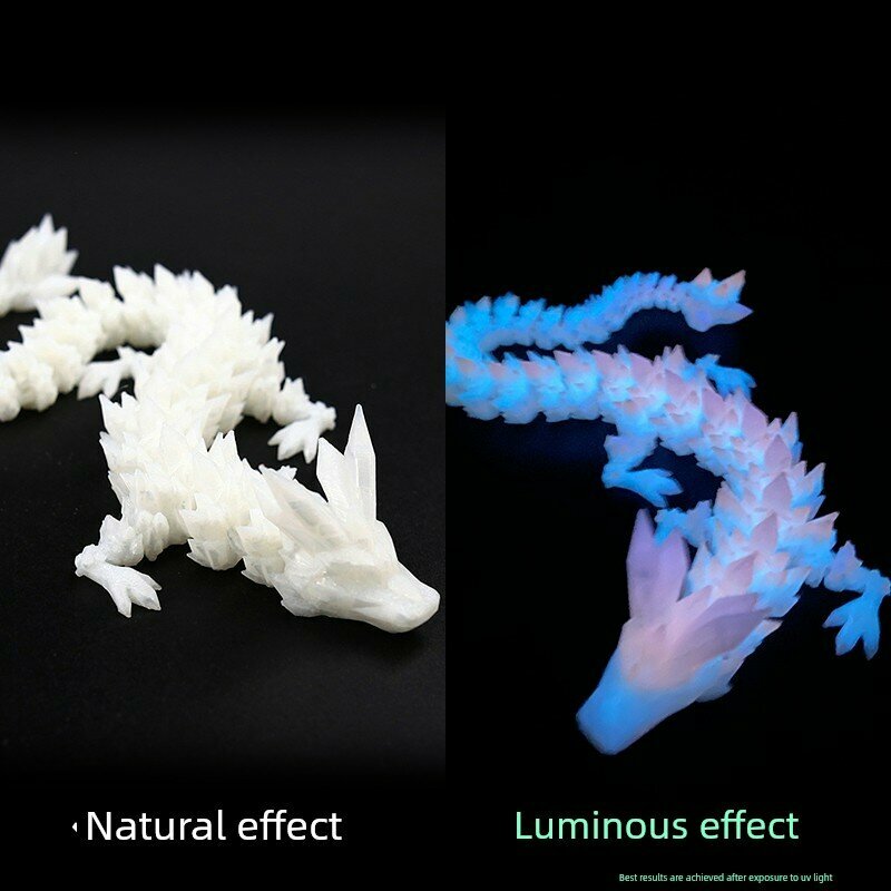3D-печатная ночная модель крыльев кристаллического дракона с белыми радужными крыльями и УФ-фонариком, 30 см