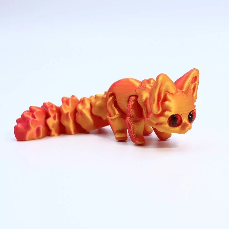 3D-печать подвижная фигурка лисы с красно-золотой расцветкой, размер 12 см для детской игрушки и декоративного подарка,