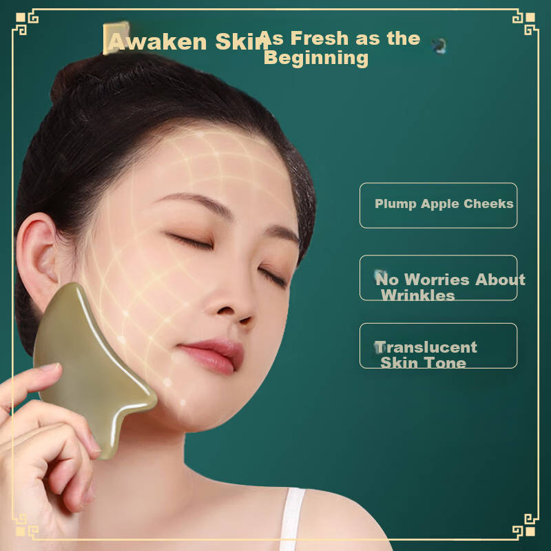 Bingyou Pure Cow Horn Gua Sha Board + Muscle Massage Stick Set of 2 [5mm Thick] Facial Eye Body Massage Gua Sha Lifting Tool