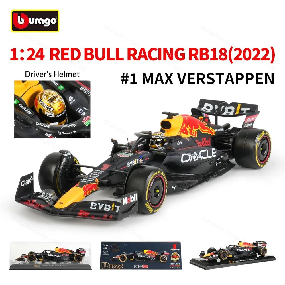 1:24 2022 Red Bull RB18 Формульный болид Формулы-1, Литые под давлением автомобили, коллекционная модель гоночных игрушек