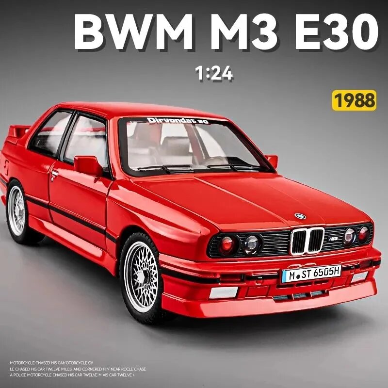 DIECAST CAR 1/24 Коллекционная металлическая машина BMW M3 Evolution II E30 1988 Mpower Игрушечная машина