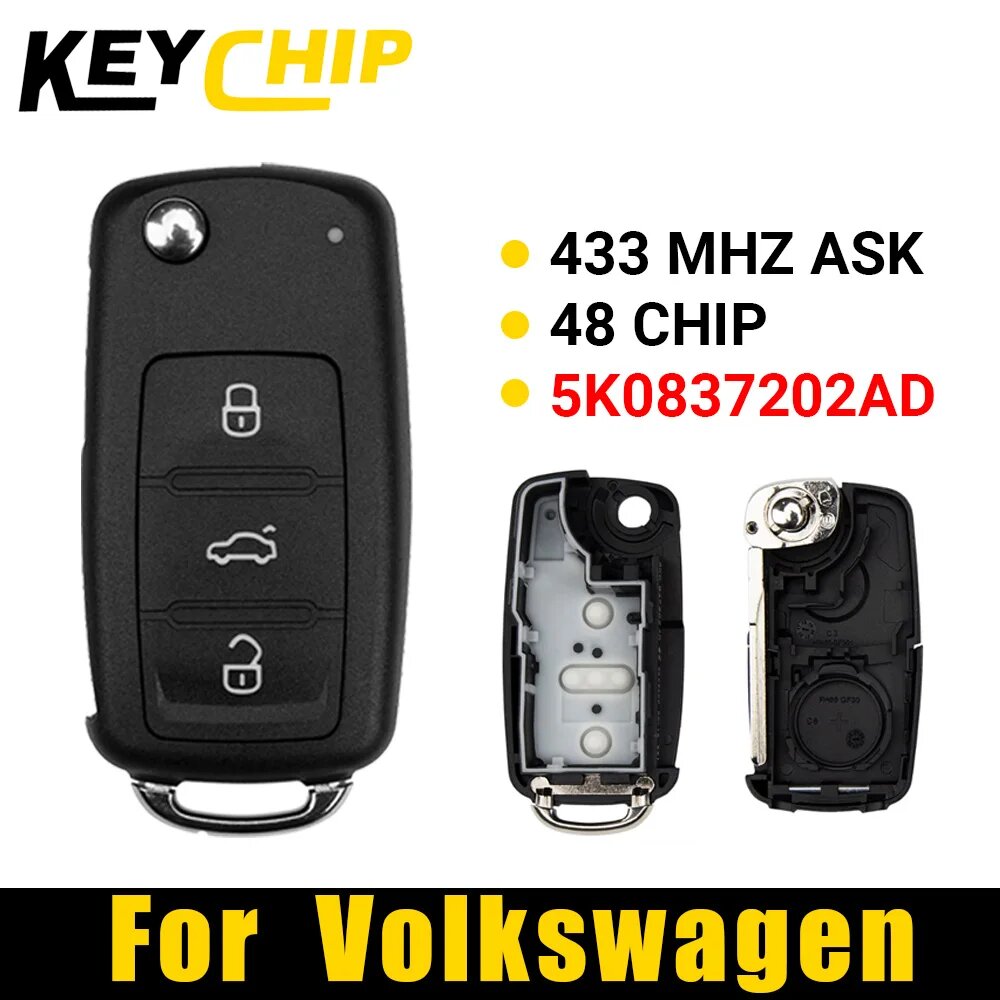 KC для 5K 0837202 AD ID48 433 МГц дистанционный ключ для VW UP Caddy Touran Eos PASSAT GOLF POLO Jetta Tiguan Transporter