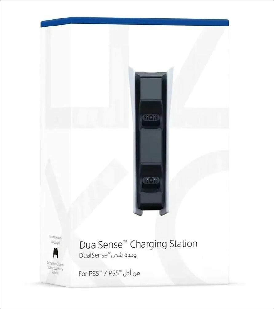 Зарядная станция Playstation 5 PS5 для двух (2) геймпадов DualSense (CFI-ZDS1) + кабель переходник на вилку для России зарядная база для DualSense док-станция PS5 зарядка на два контроллера