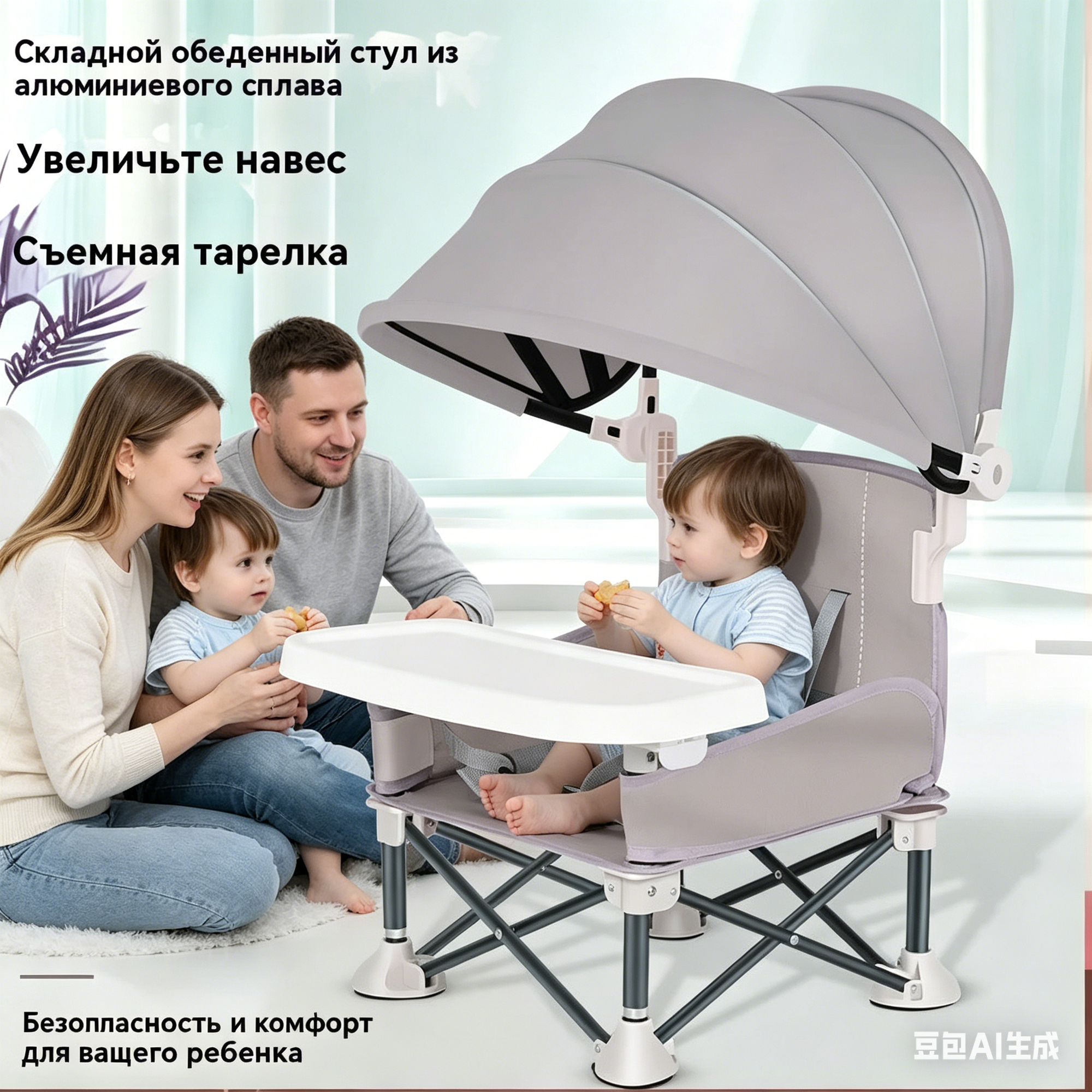Многофункциональный детский складной стул, переносной, с высокой несущей способностью, серый