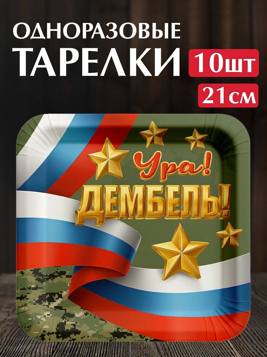 Одноразовые тарелки для праздника на Дембель. Набор для пикника, 10 персон. Сервировка праздничного стола.