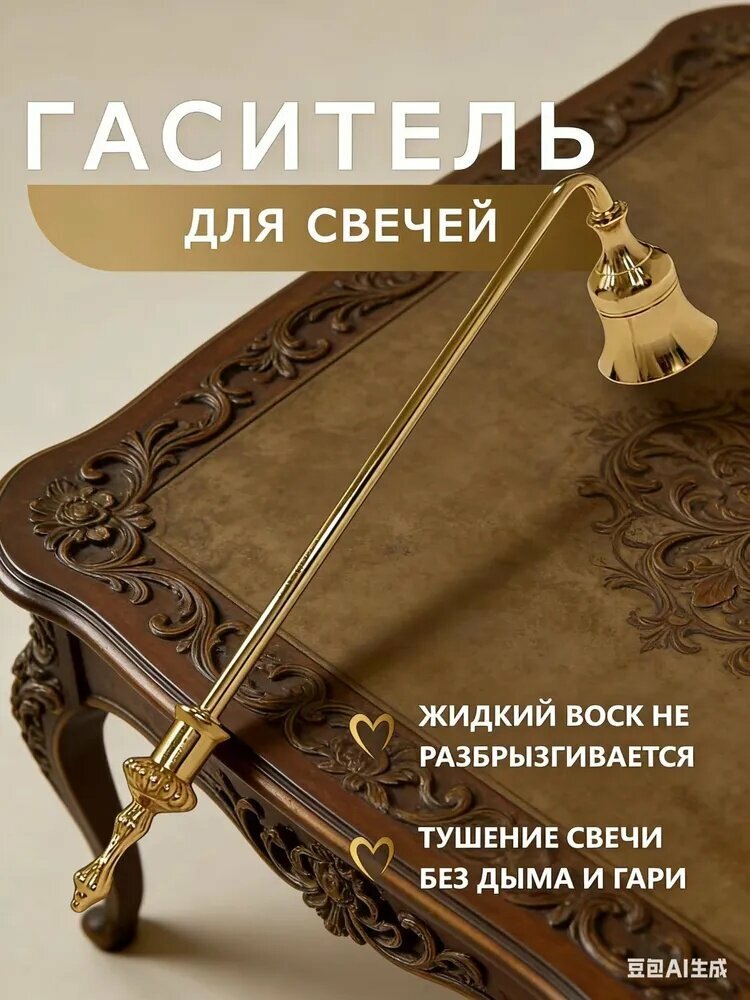 Гаситель для свечей, колпачок для тушения свечи, Золотой,23 см,1 шт