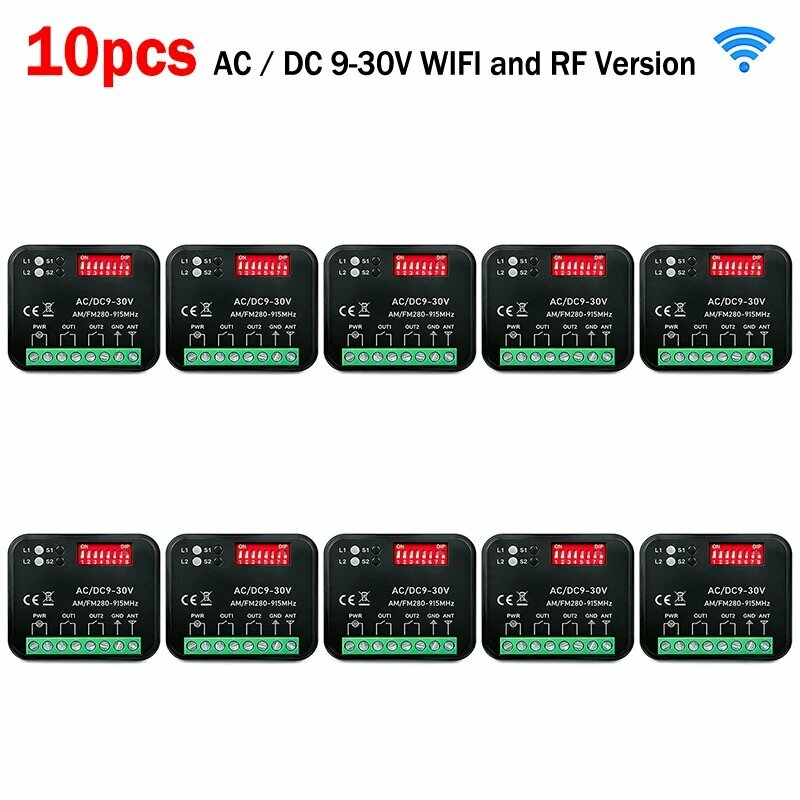 Модули-реле приемники LINYIRC для умных гаражных ворот Tuya 300-868МГц WIFI RF AC DC 9-30V