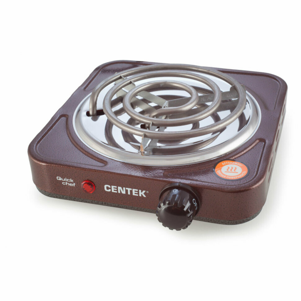 Настольная электрическая плита CENTEK CT-1508, 1000 Вт, 1 конфорка, 5 режимов нагрева, коричневая, CT-1508 Siberia, 457593