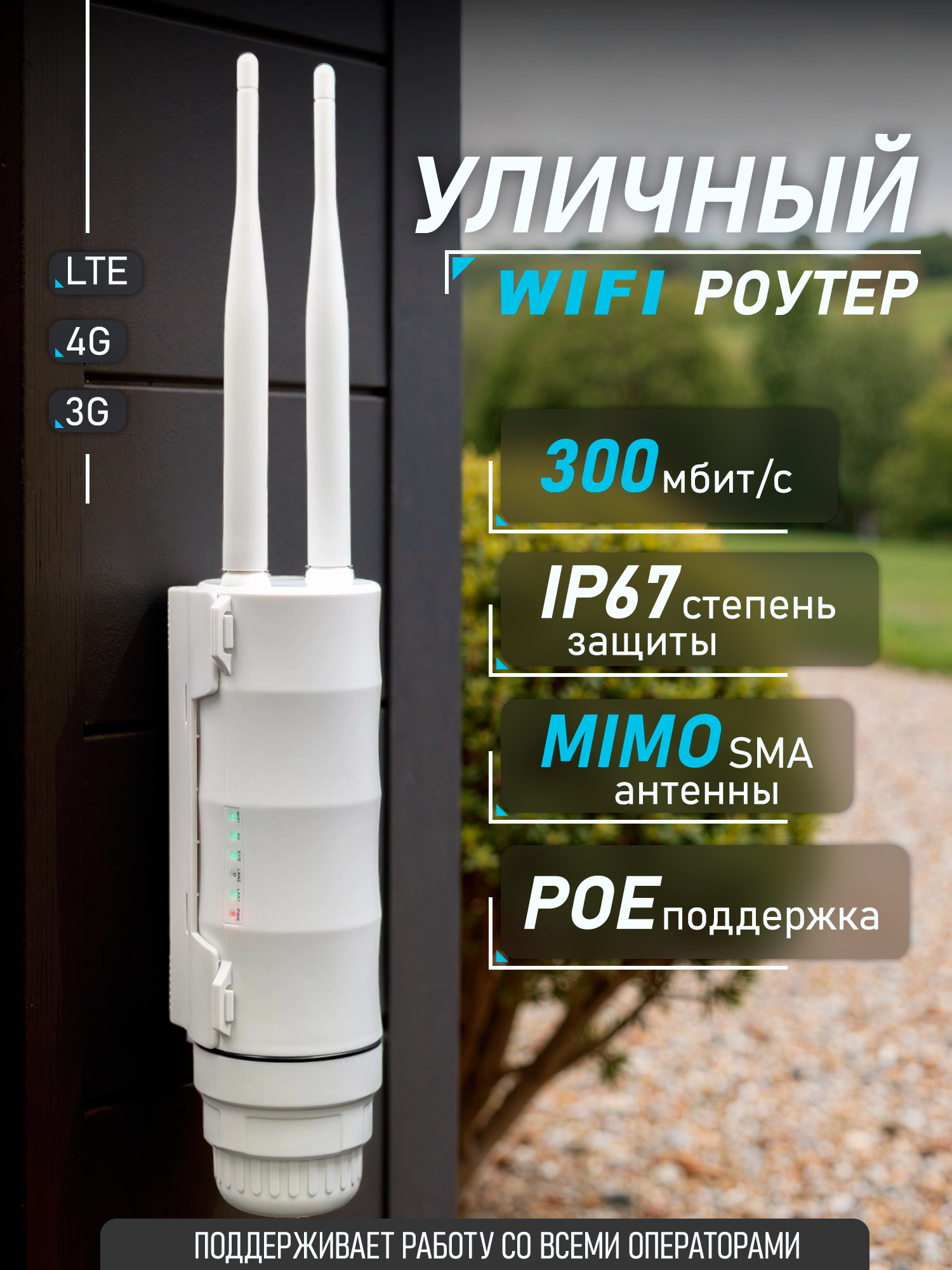 Уличный роутер 4G WIFI маршрутизатор сетевая точка доступа + Слот для SIM-карты CPF909 Outdoor IP67 MIMO, питание POE