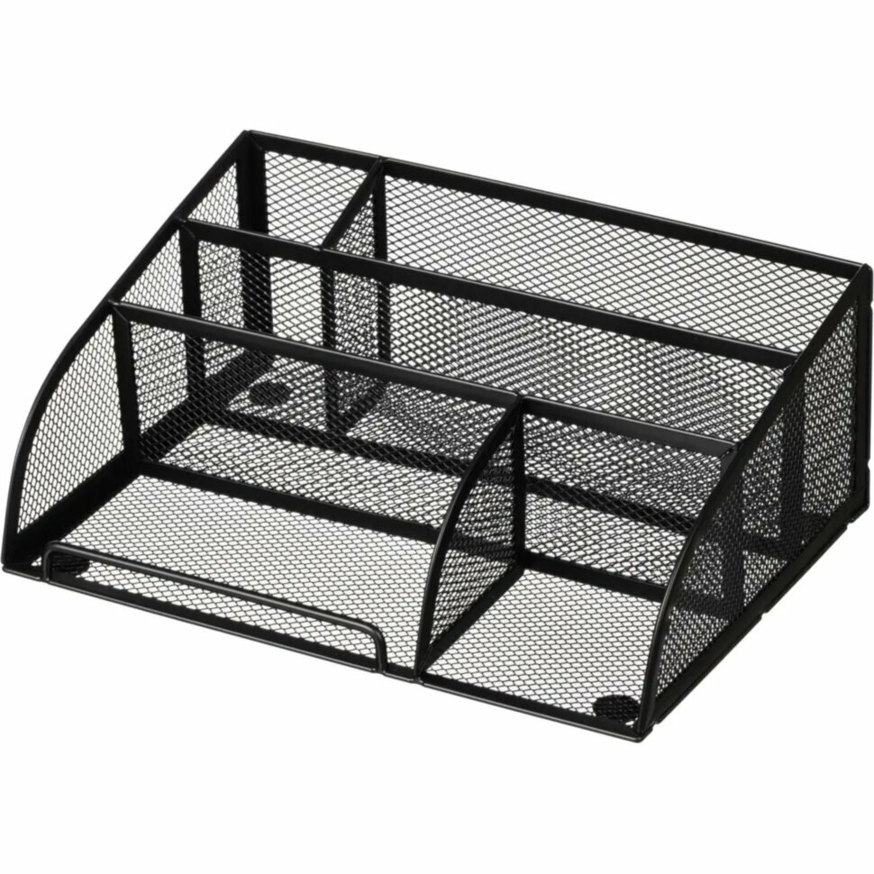 Подставка-органайзер д/канц. мелочей Комус 5отд мет сетка 255х180х105мм черн, 2115190