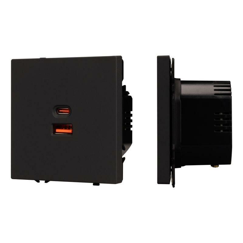 Розетка СП SCT-NOBE-MUAC-SFPL-FC-BK 65Вт QC3 с быстрой USB зарядкой механизм Arlight 054317