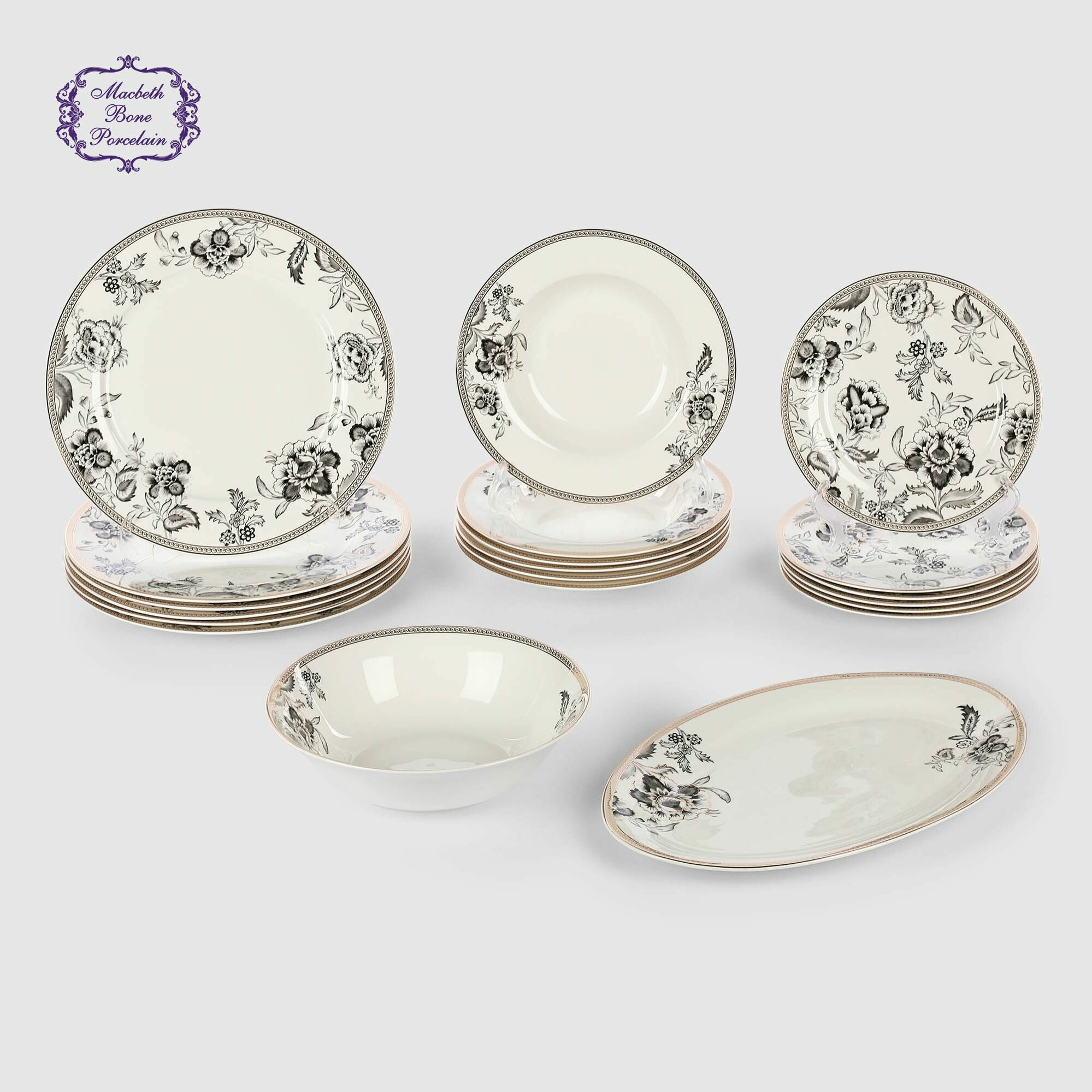 Набор посуды столовый на 6 персон Macbeth bone porcelain Cute 20 предметов