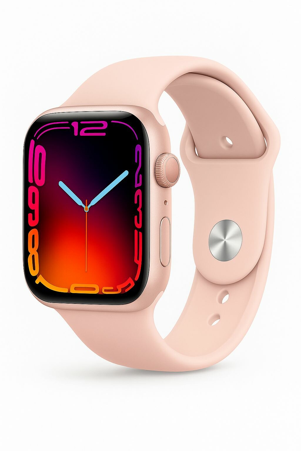 Ремешок для Apple Watch 44 45 46 49 mm размер S/M, цвет светло-розовый, мягкий силиконовый браслет на смарт часы Эпл Вотч для iWatch Series 11 10 9 8 7 SE 3 Ultra 3 Ultra 2 SE 2 SE 6 5 4 3 совместимый