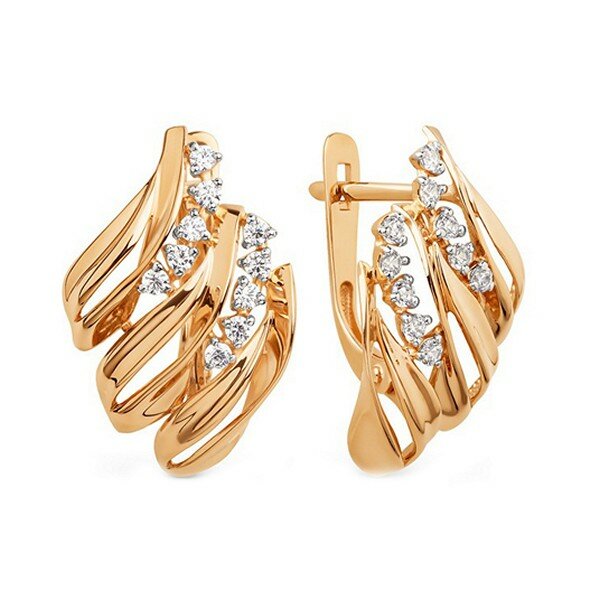 Серьги JEWELIN, красное золото, 585 проба, фианит