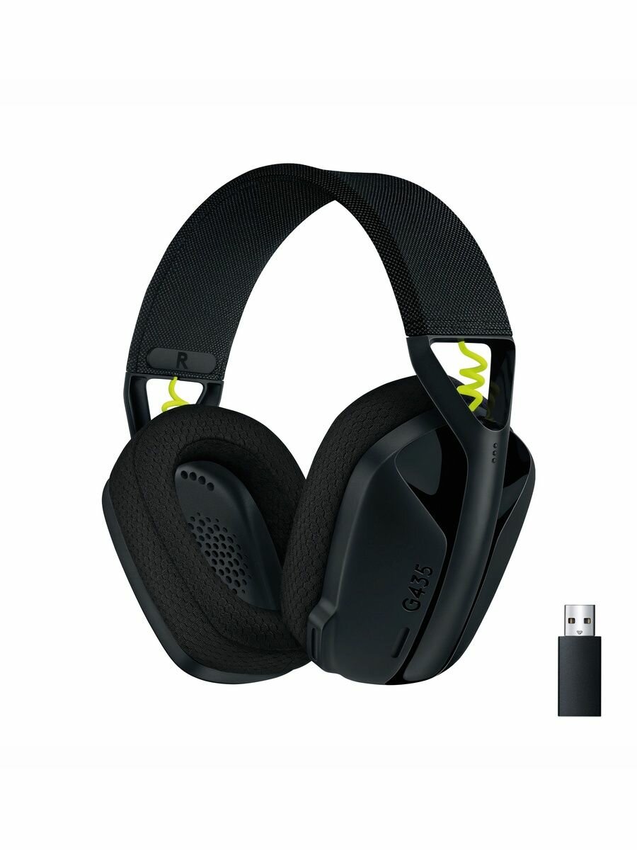 Logitech G Наушники беспроводные с микрофоном G435, Bluetooth, Радиоканал, USB Type-C, черный