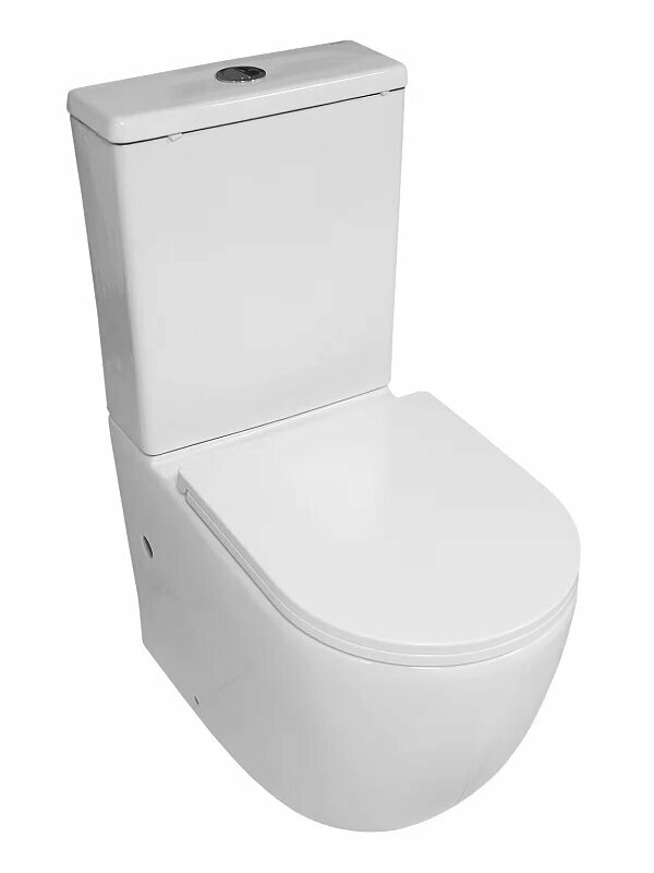 Унитаз-компакт напольный AZARIO Blanco AZ-T003B-R с микролифтом, безободковый, антивсплеск, фаянсовый, белый, глянцевый, овальный, с нижним подводом, сиденье для унитаза в комплекте