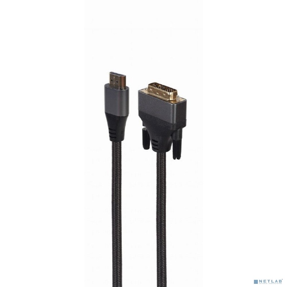 Кабель HDMI-DVI Cablexpert CC-HDMI-DVI-4K-6, 19M/19M, single link, 4K, медь, нейлоновая оплетка, метал. разъемы, 1.8м, черный, коробка