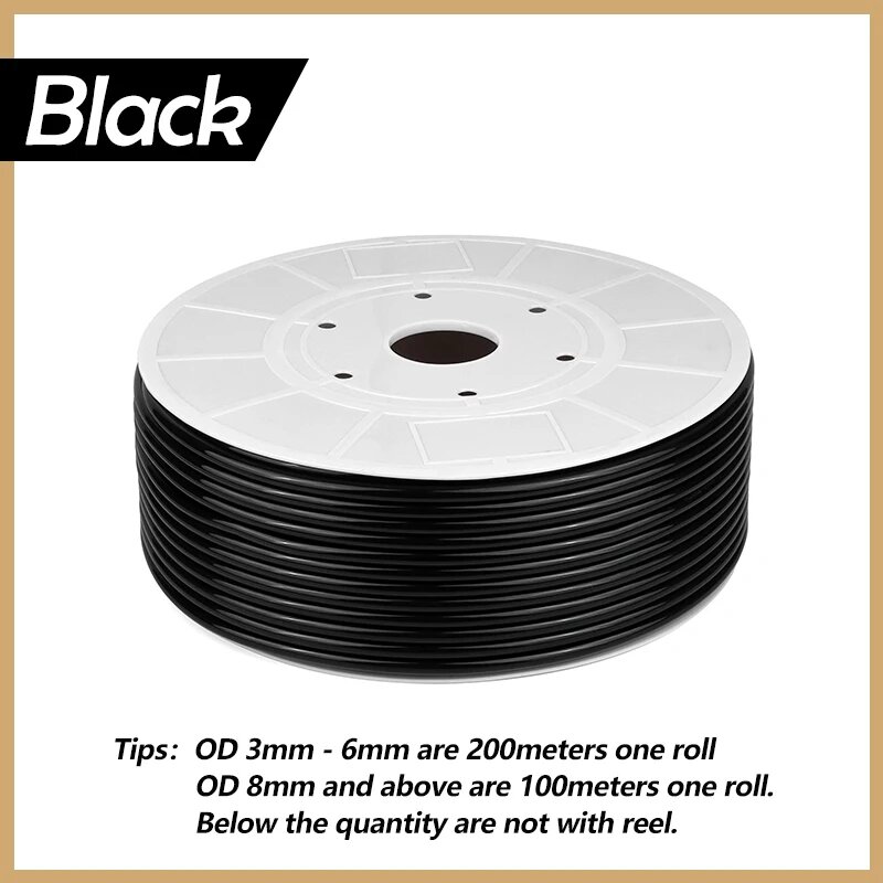 Пневматический шланг из полиуретана 4-16 мм 2/5/10 м OD 6xID 4mm, Black, 10M