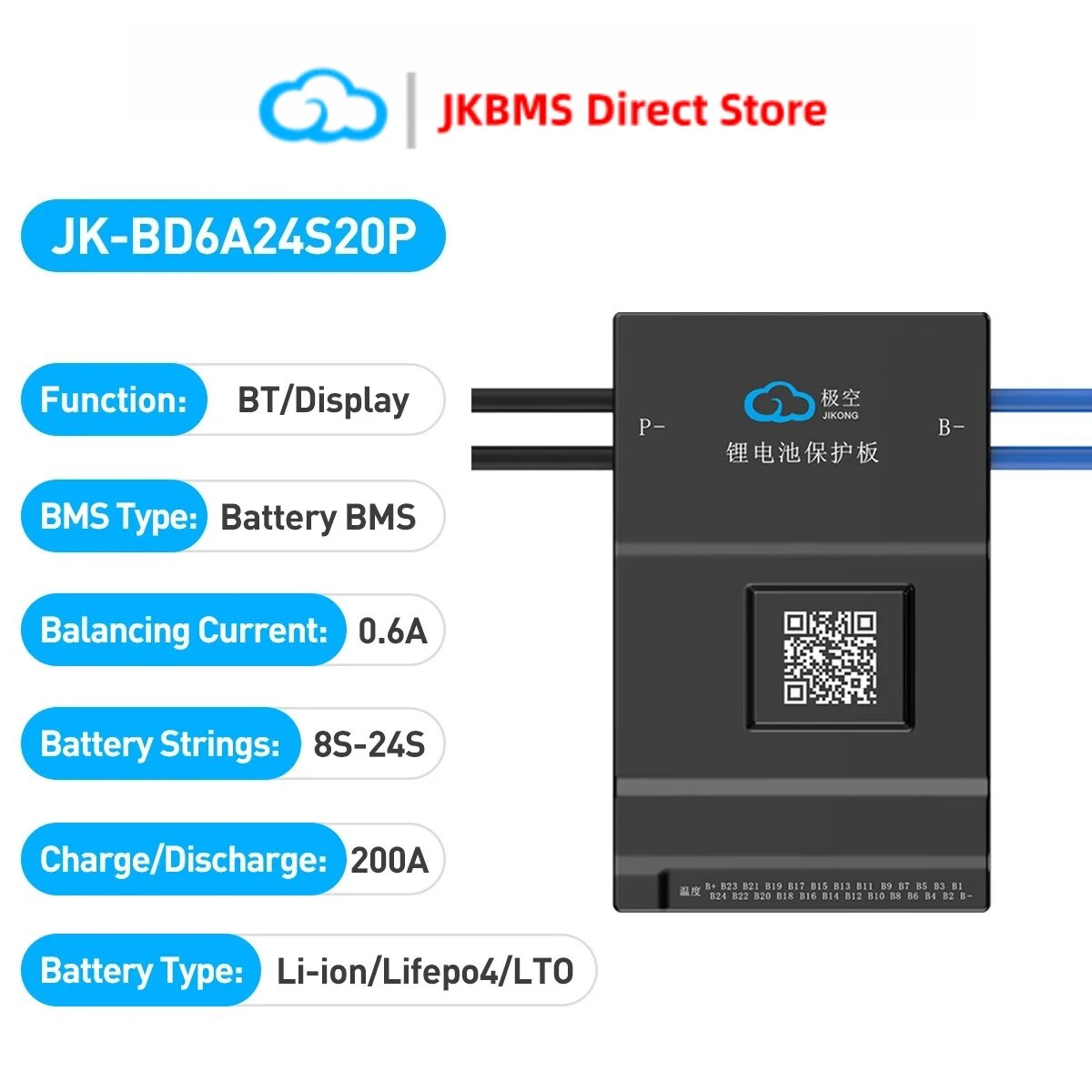 JIKONG Smart BMS Активный Балансир для литий-ионных аккумуляторов JK-BD6A24S20P