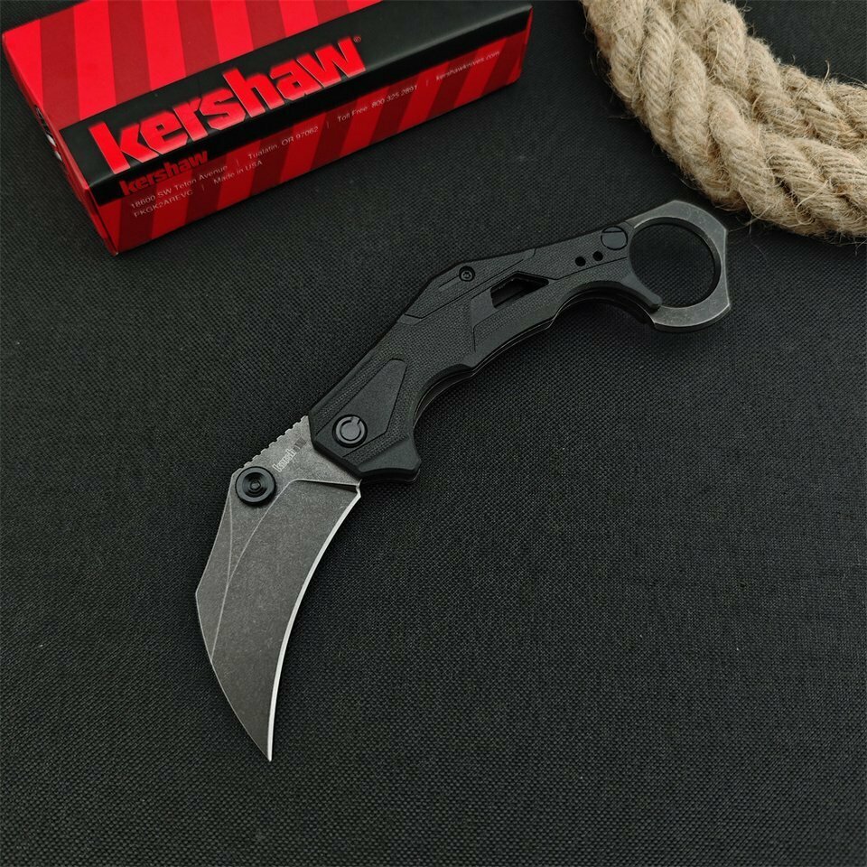 Новый Складной нож-коготь Kershaw 2064 Карманный нож 8cr13mov с лезвием и ручкой из нейлонового волокна, Открытый EDC, Охотничий режущий боевой инструмент