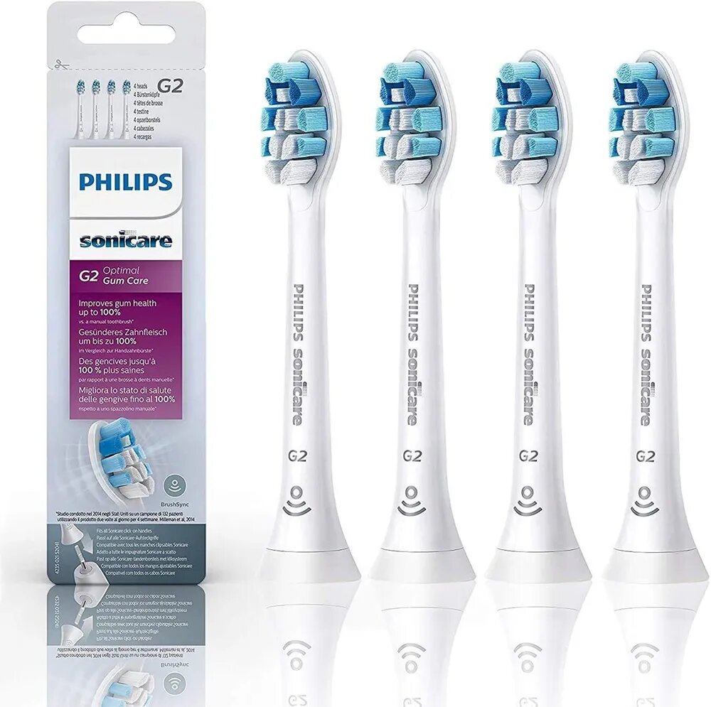 Подлинные насадки для электрических зубных щеток Philips Sonicare G2 Optimal Gum Care HX9034/65, сменные насадки для зубных щеток Deep Clean, 4 шт.