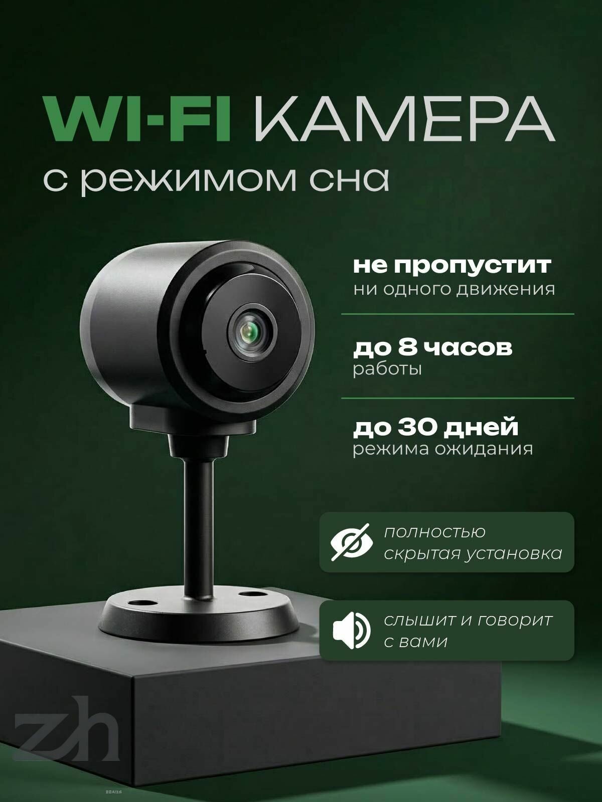 Мини камера Wi-Fi 5 Мпикс Full HD ночное видение