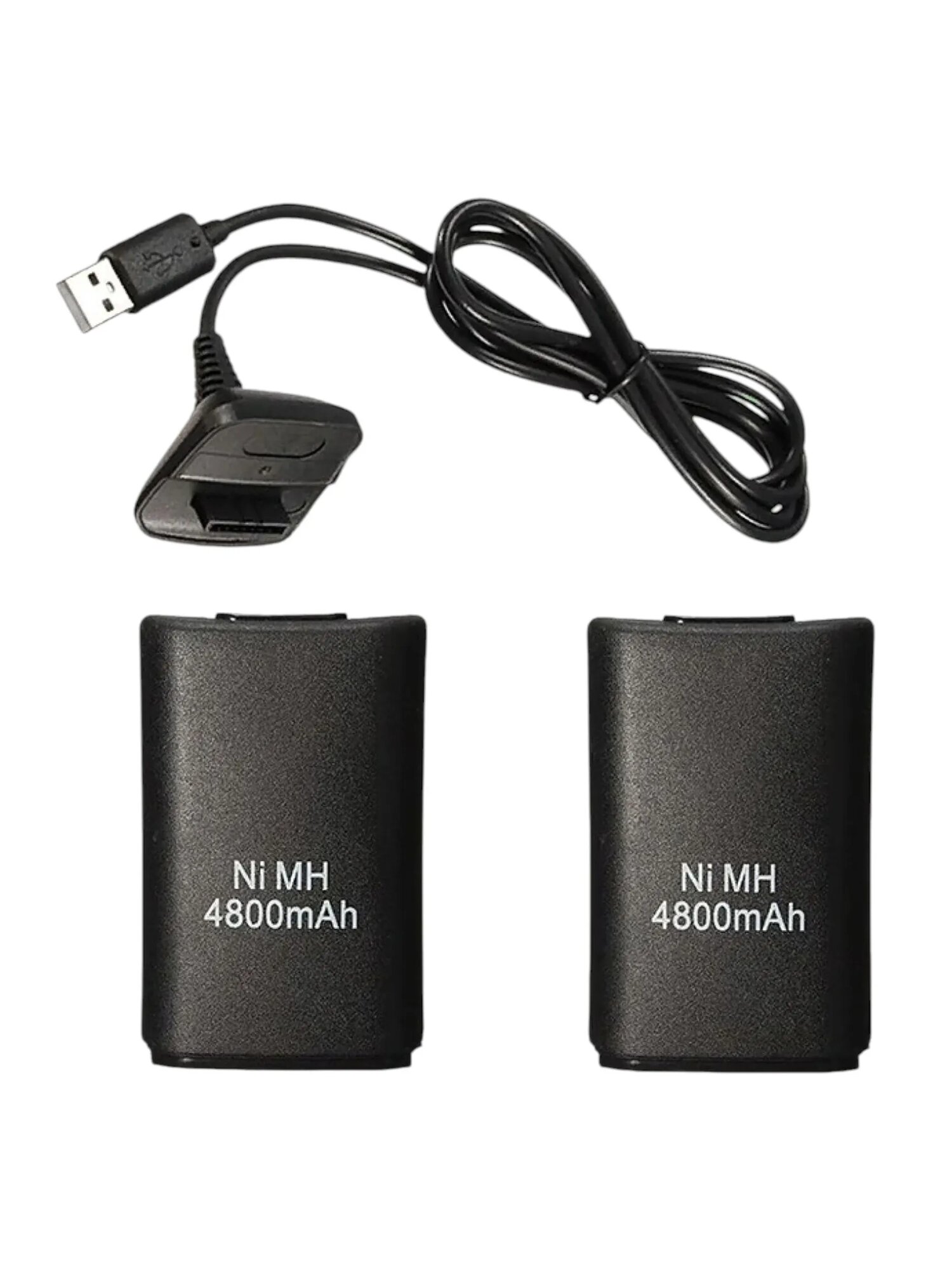 Аккумулятор для джойстика (геймпада) Xbox360, 4800 mAh, 2 шт. + зарядный кабель