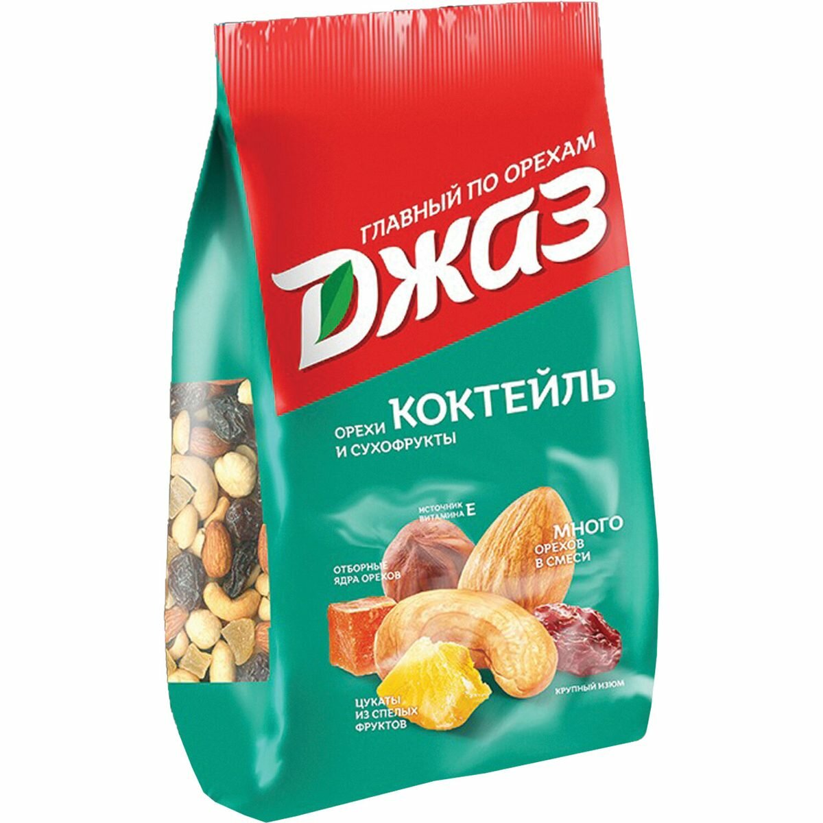 Орехи и сухофрукты джаз "Коктейль", фундук, кешью, миндаль, папайя, ананас, изюм, 300г, 6шт.