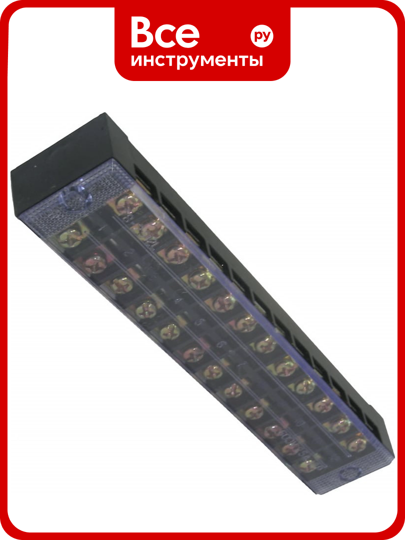 Клеммная винтовая колодка Pro Legend с крышкой, 24 контакта, М4, 25 А, 600 В, 10 AWG, 6 мм2 PL3839