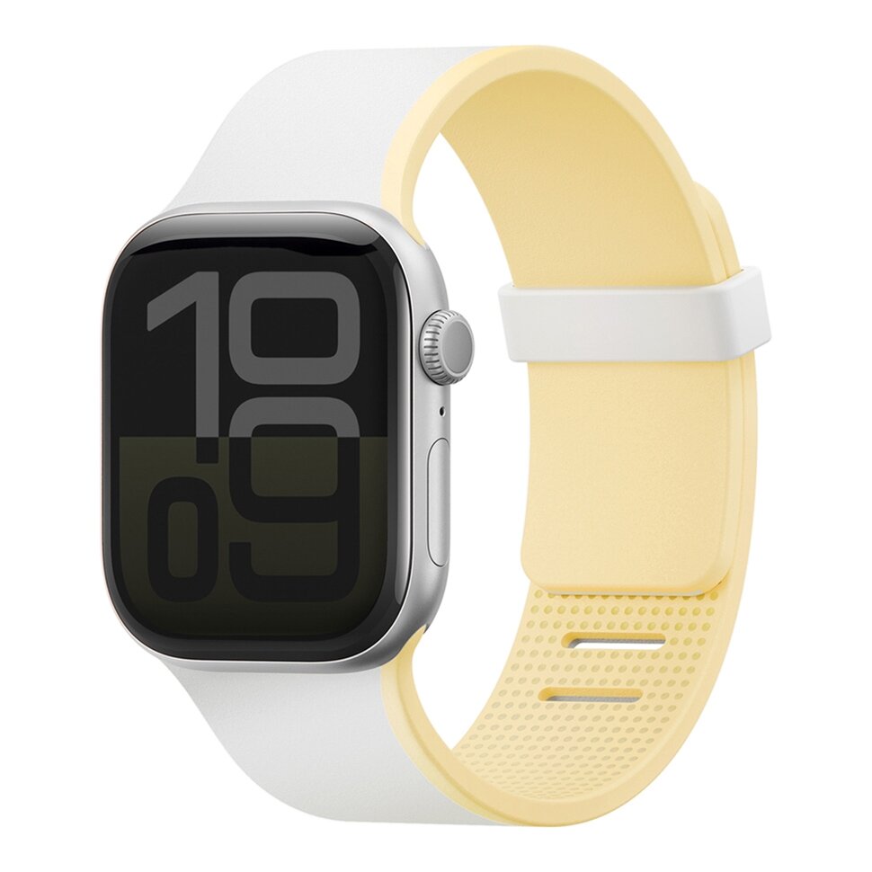 Uniq силиконовый ремешок для Apple Watch 42/41/40 mm, Revix IV reversible Magnetic White/Butter Yellow