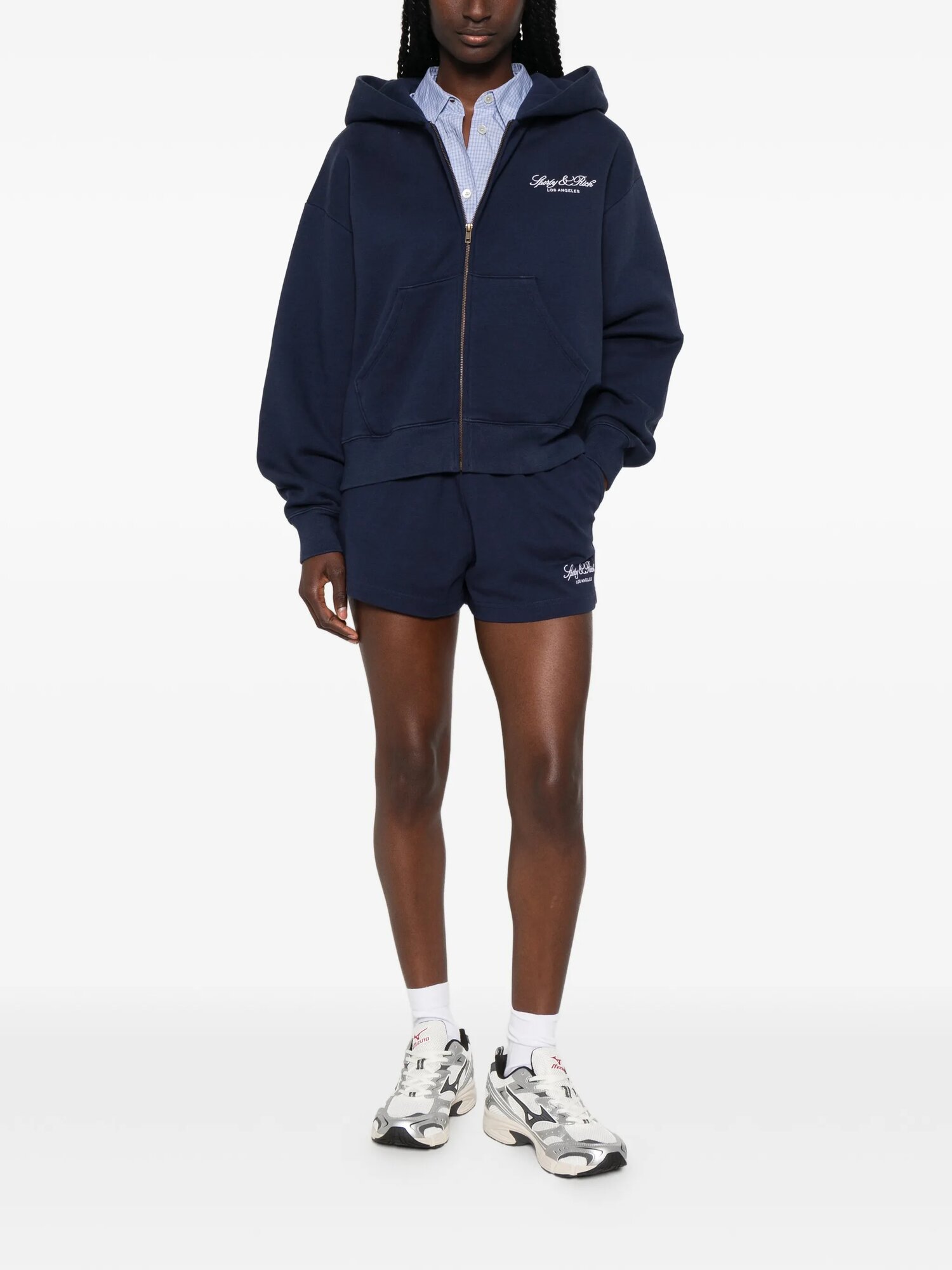 Шорты Sporty & Rich Logo-embroidered drawstring shorts, размер 42, синий — фото 1