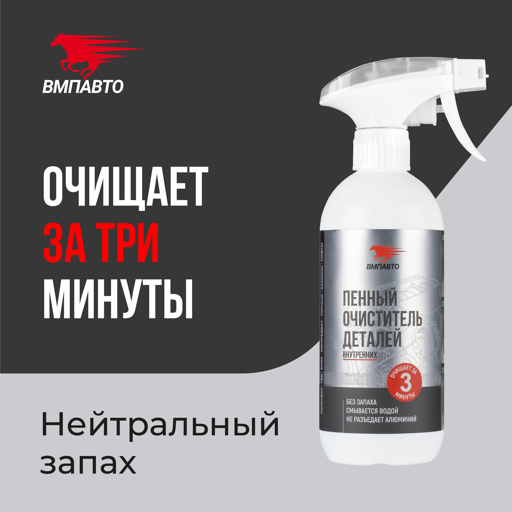 Пенный очиститель деталей ДВС, 1 л флакон с триггером, ВМПАВТО