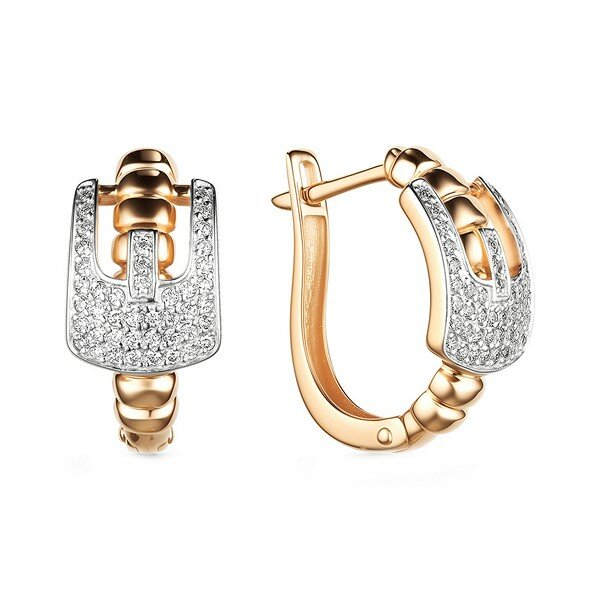Серьги, красное золото, 585 проба, фианит