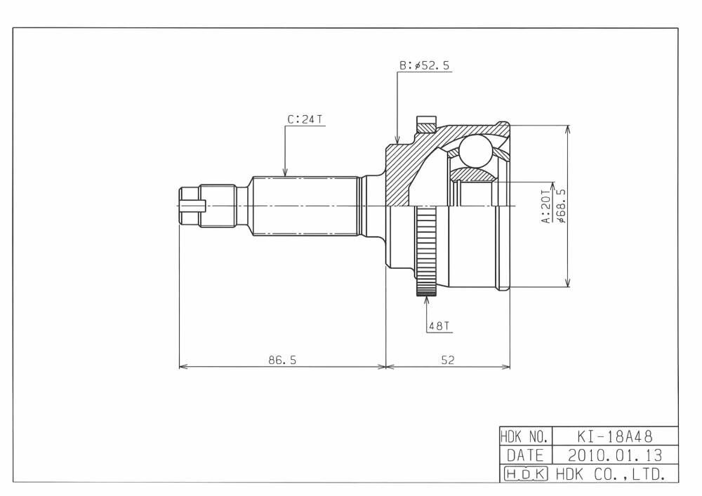 ШРУС наружный ABS 48z HDK KI-018A48 KIA Picanto 04->