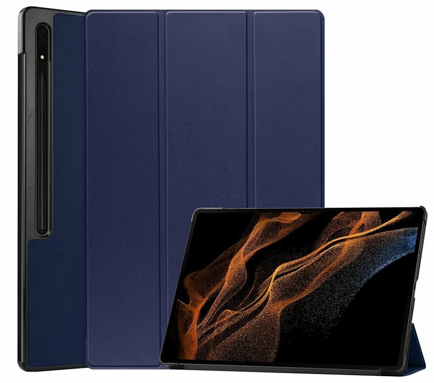 Чехол на Samsung Tab S8 Ultra SM-X900 (14.6), умный с магнитом, темно-синий