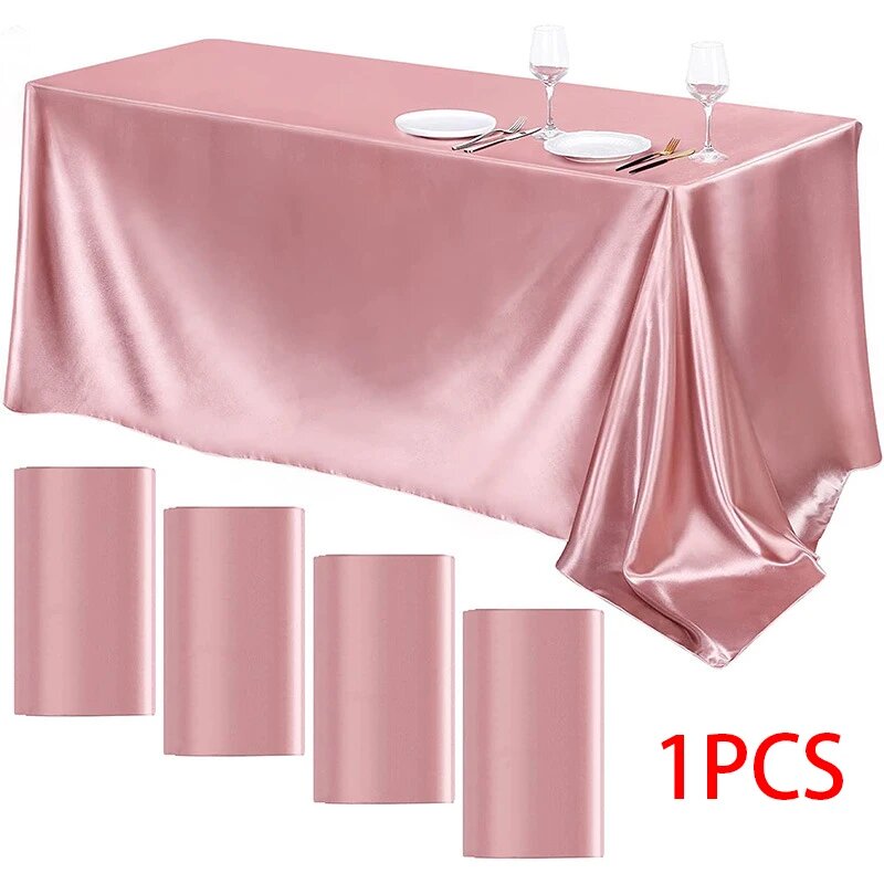 Розовая атласная скатерть 145x240 см, Rose Gold