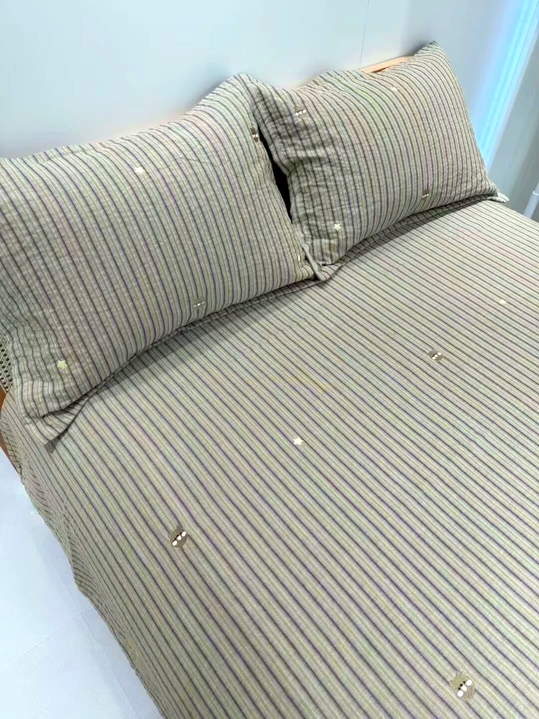 Чистая хлопковая 4-слойная газовая одеяло с рисунком мишку, 200x230см, зеленый, одно комплект